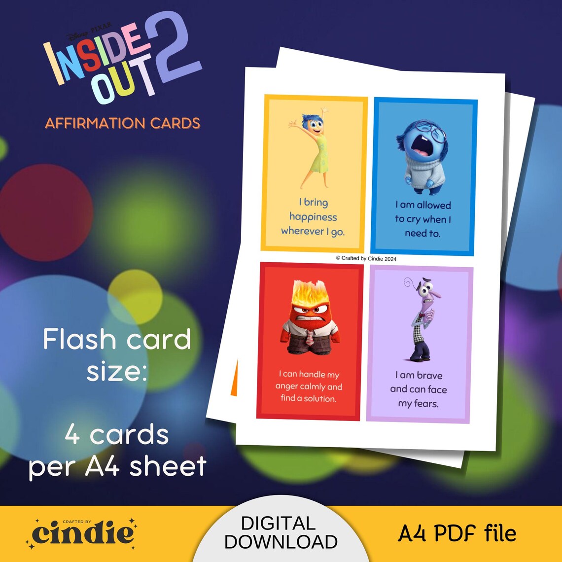 Inside Out 2 Printable Positive Emotion Digital Affirmation Cards - Etsy