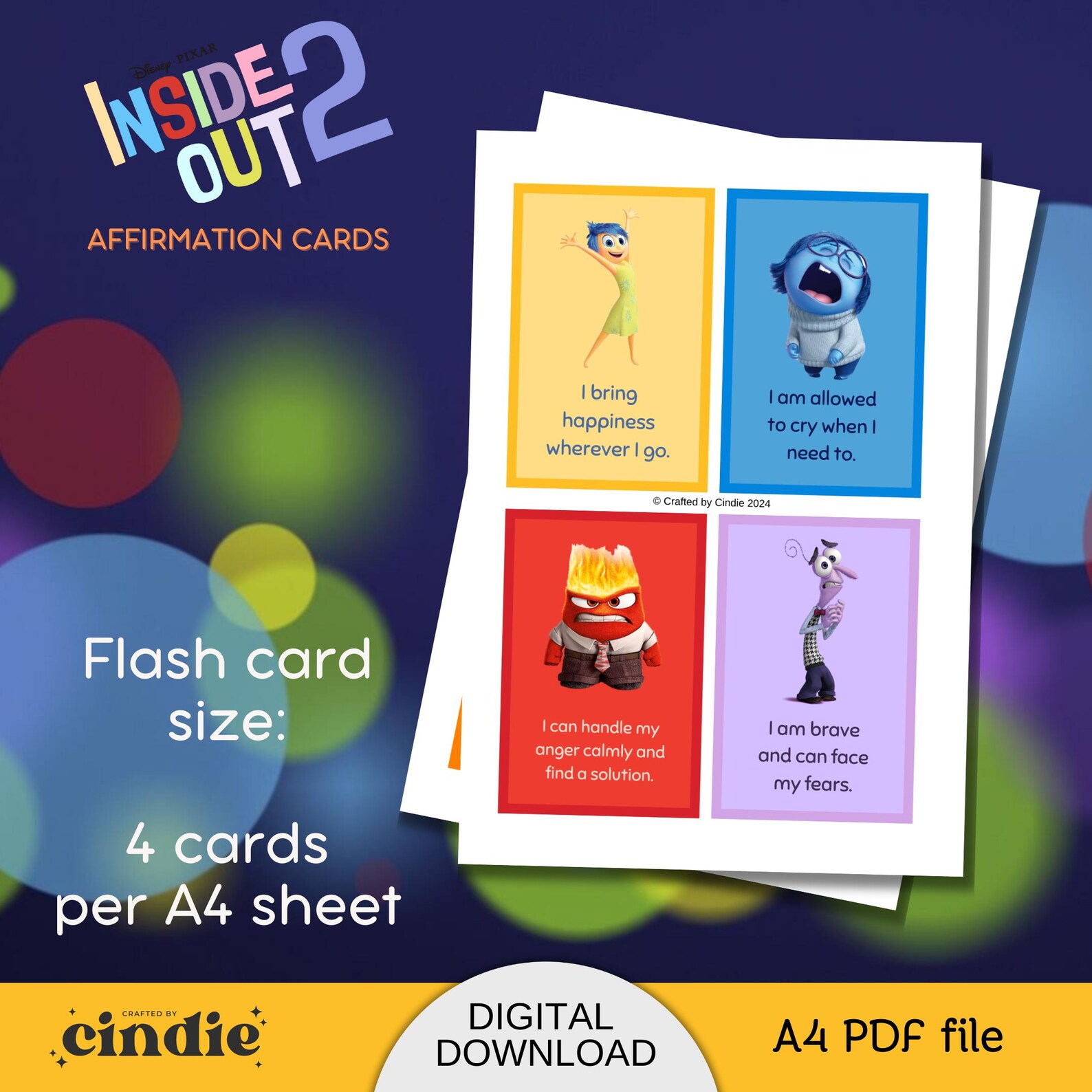 Inside Out 2 Printable Positive Emotion Digital Affirmation Cards - Etsy