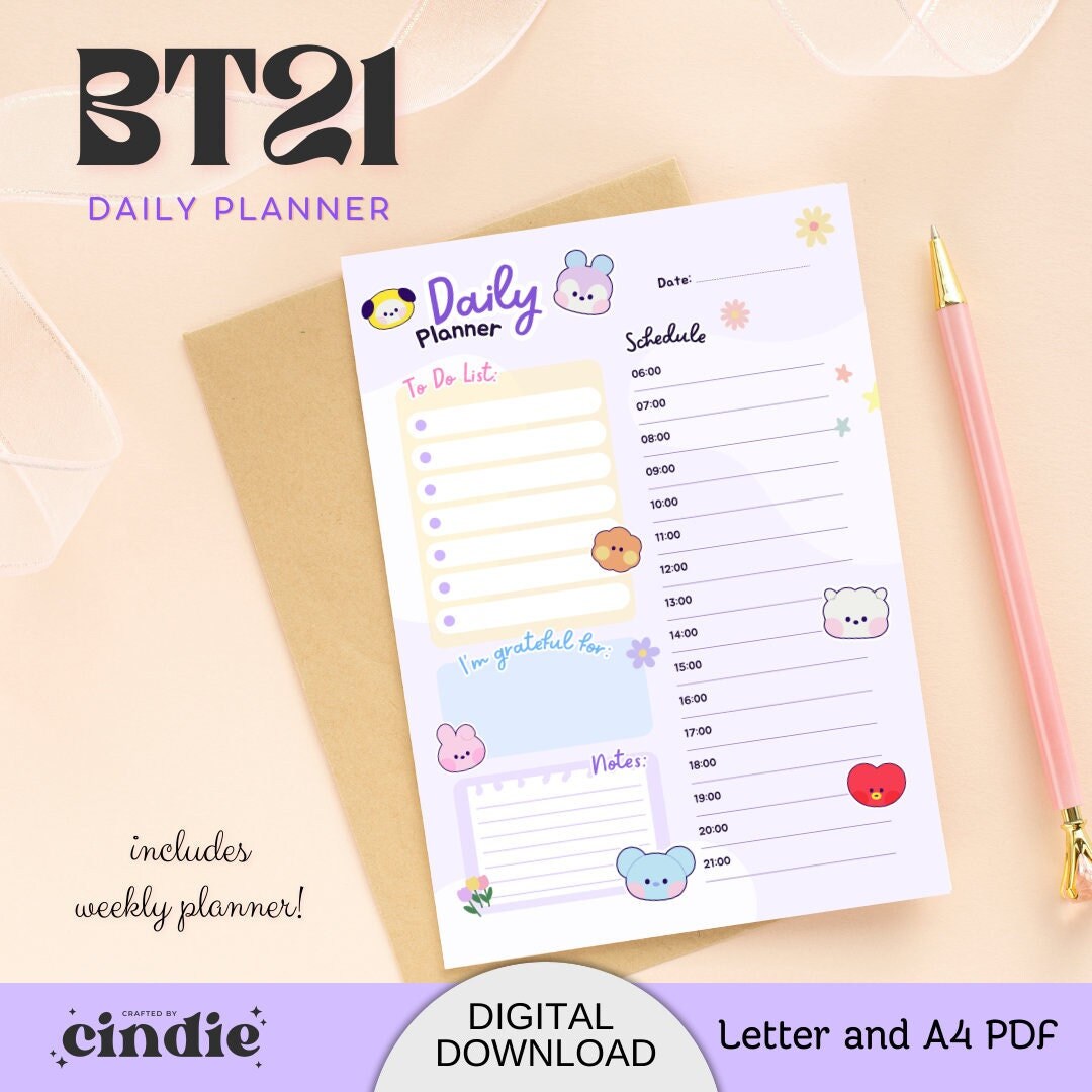 BT21 Printable Planner Daily & Weekly Organizer Cute Scheduler - Etsy