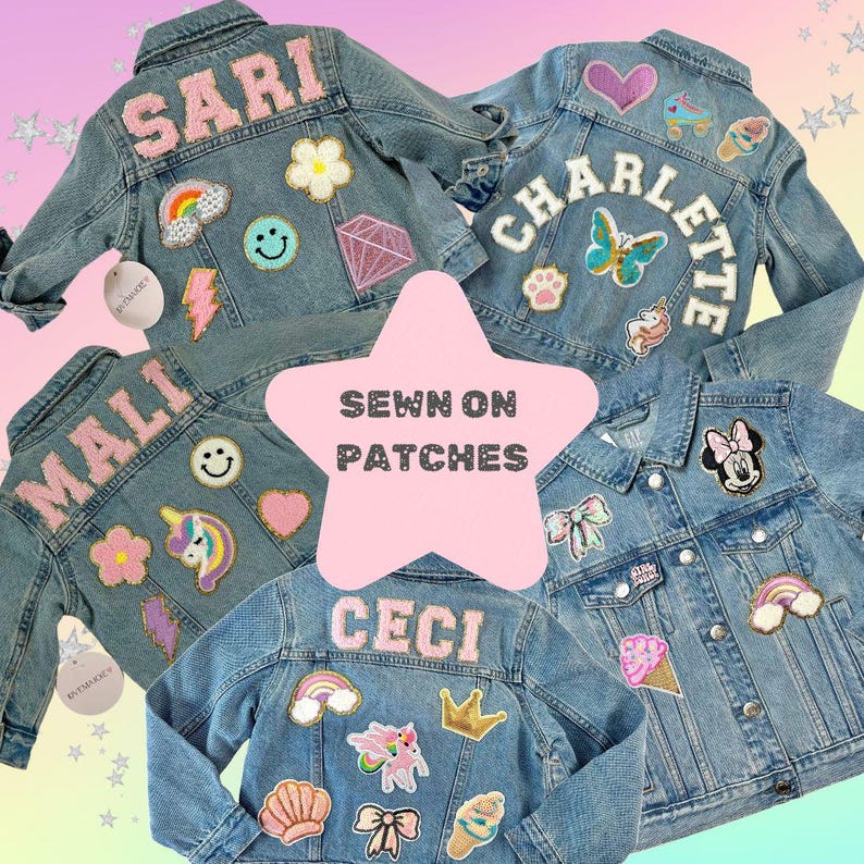 Personalized Patch Denim Jacket: Custom Sewn Name, Baby Girl Jean ...