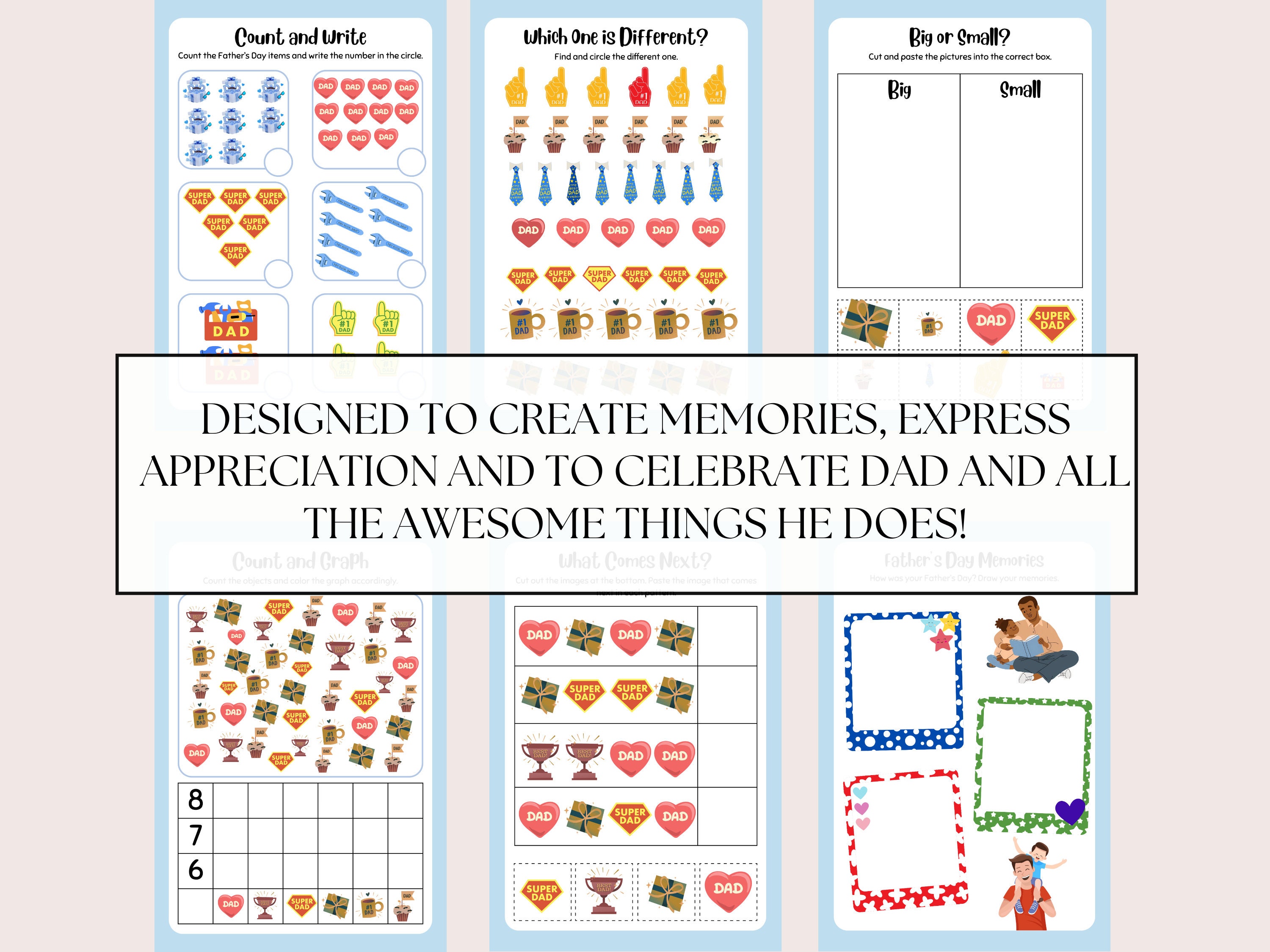 FATHER'S DAY ACTIVITY Book, Father's Day Colouring Book, Father's Day ...