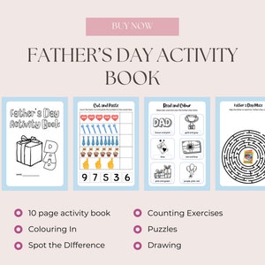 FATHER'S DAY ACTIVITY Book, Father's Day Colouring Book, Father's Day ...