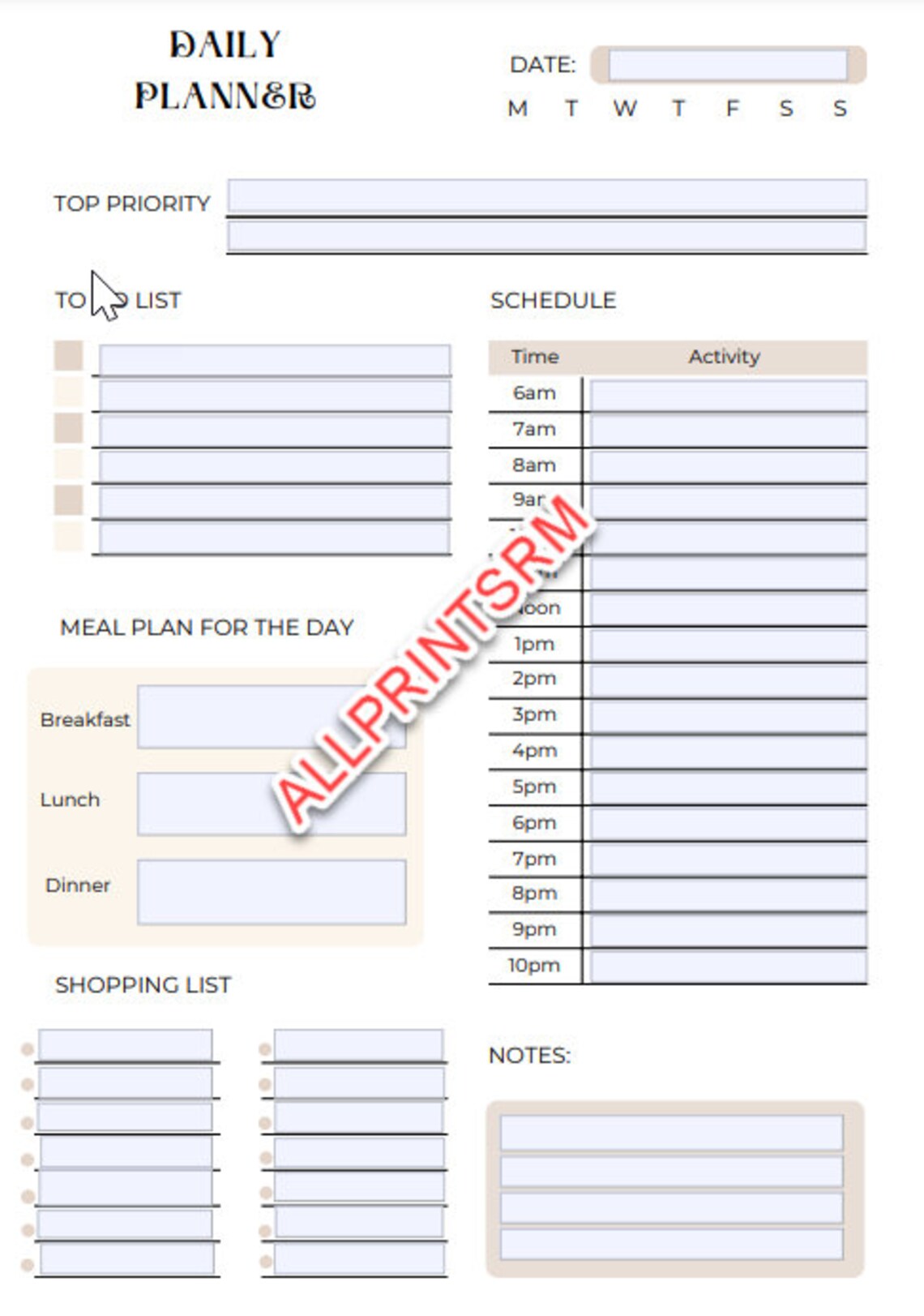 Digital Daily Planner- Editable - Etsy