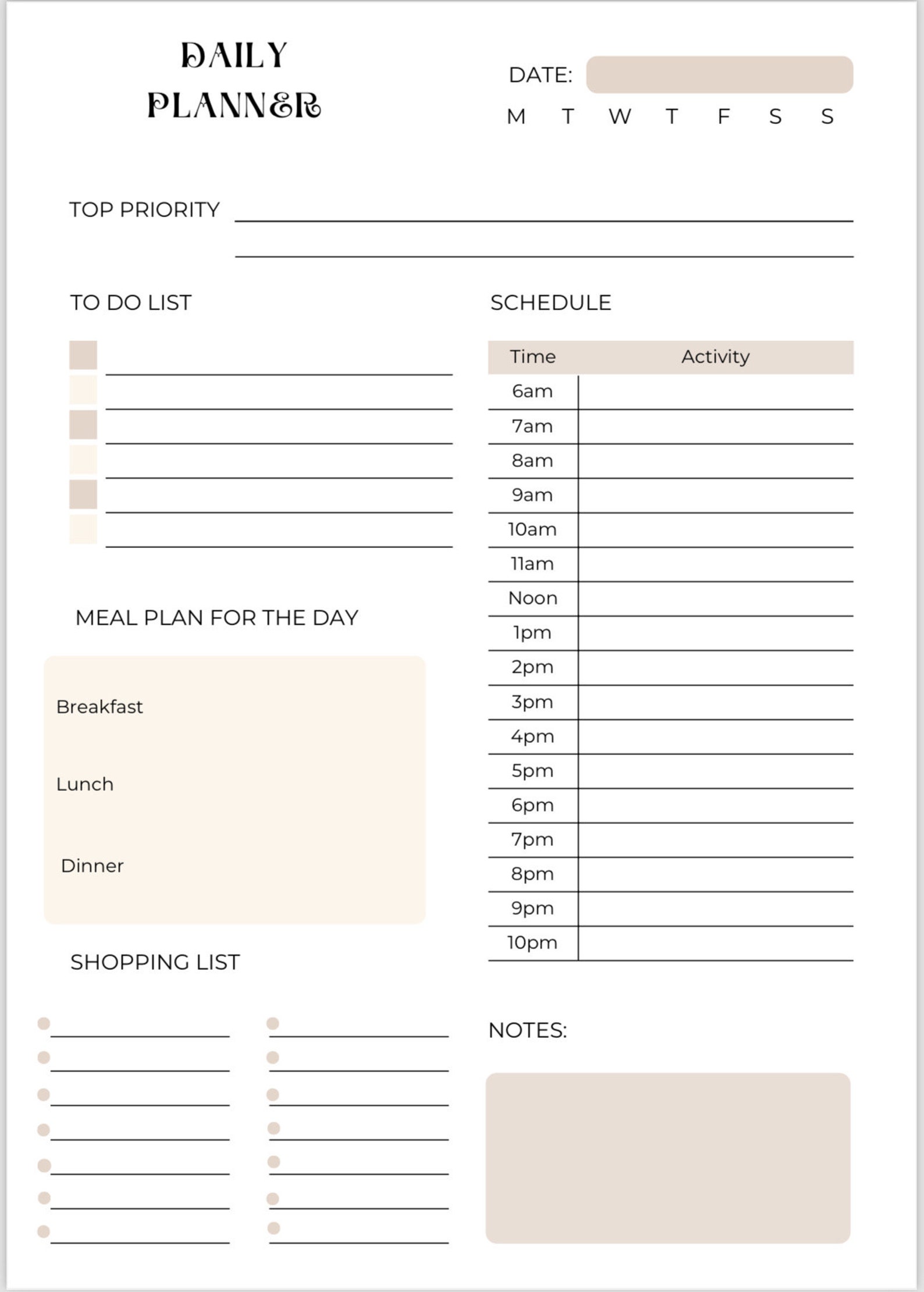 Digital Daily Planner- Editable - Etsy