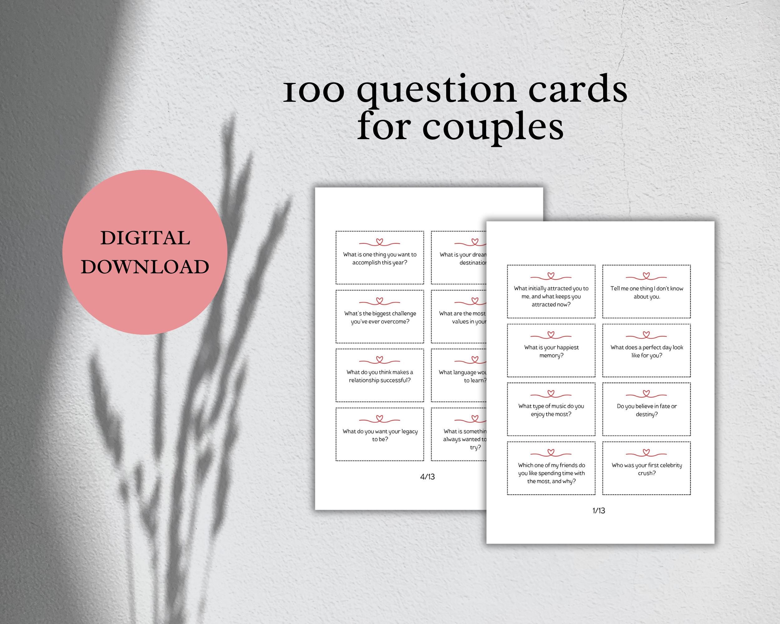 Printable Cards for Couples, Love, Friendship, Intimacy, Deep ...