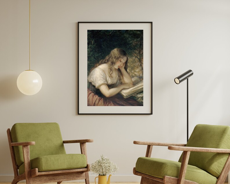 Studious Woman | Oil Painting | Printable Vintage Art | Printable ...