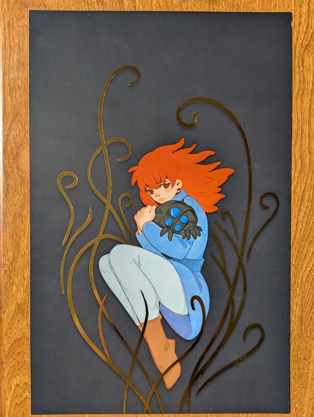Wind Anime Girl Gold Foil Art Print - Etsy