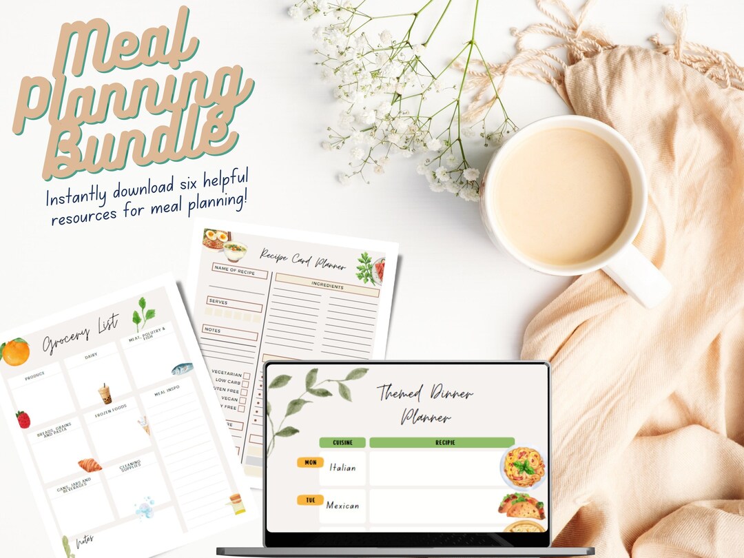 Digital Meal Planner Bundle: Templates, Lists, Recipes instant Download ...