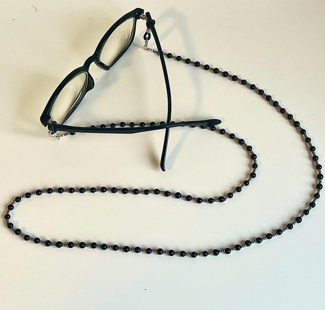 Obsidian Gemstone Glasses Chain With MIYUKI Beads,glasses Holder ...