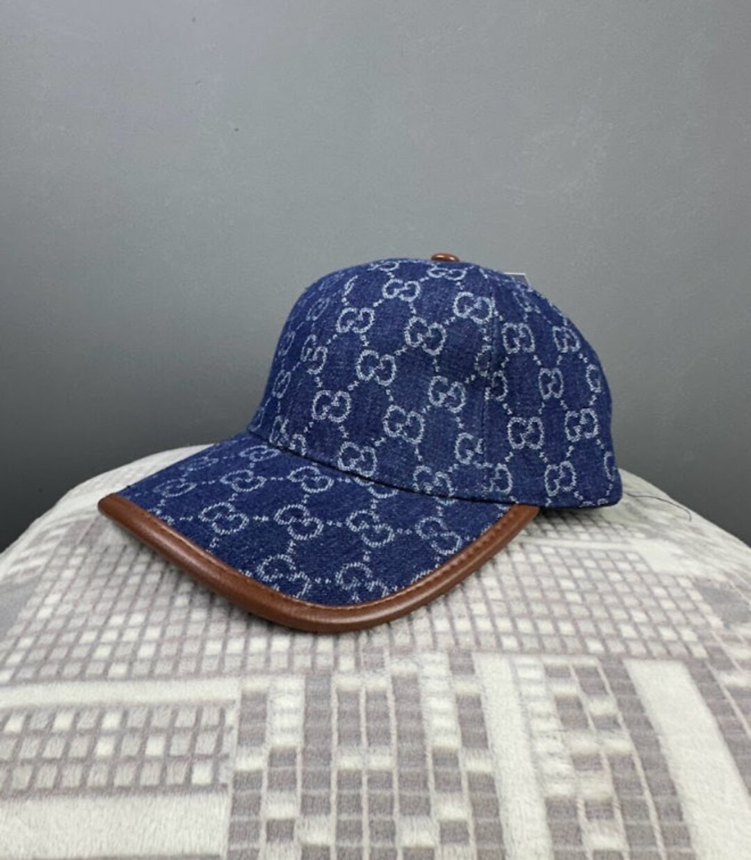 Rare Iconic Gucci Blue GG Logo Cap Men's Hat Leather Baseball Cap - Etsy