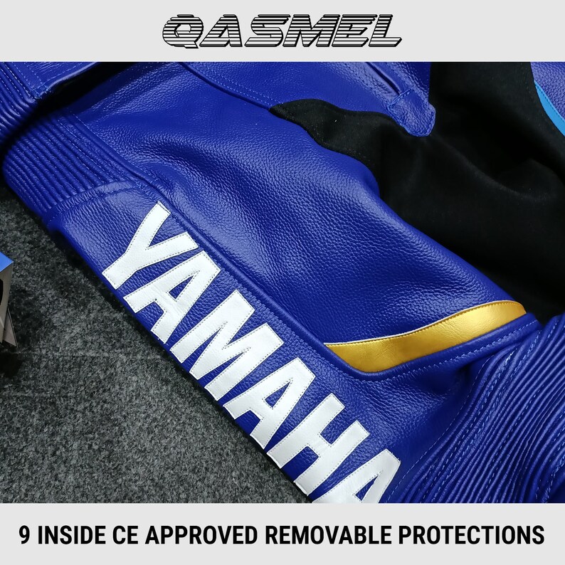 Yamaha R1 Motorbike, Motorcycle, Blue and Golden Cowhide & Kangaroo ...