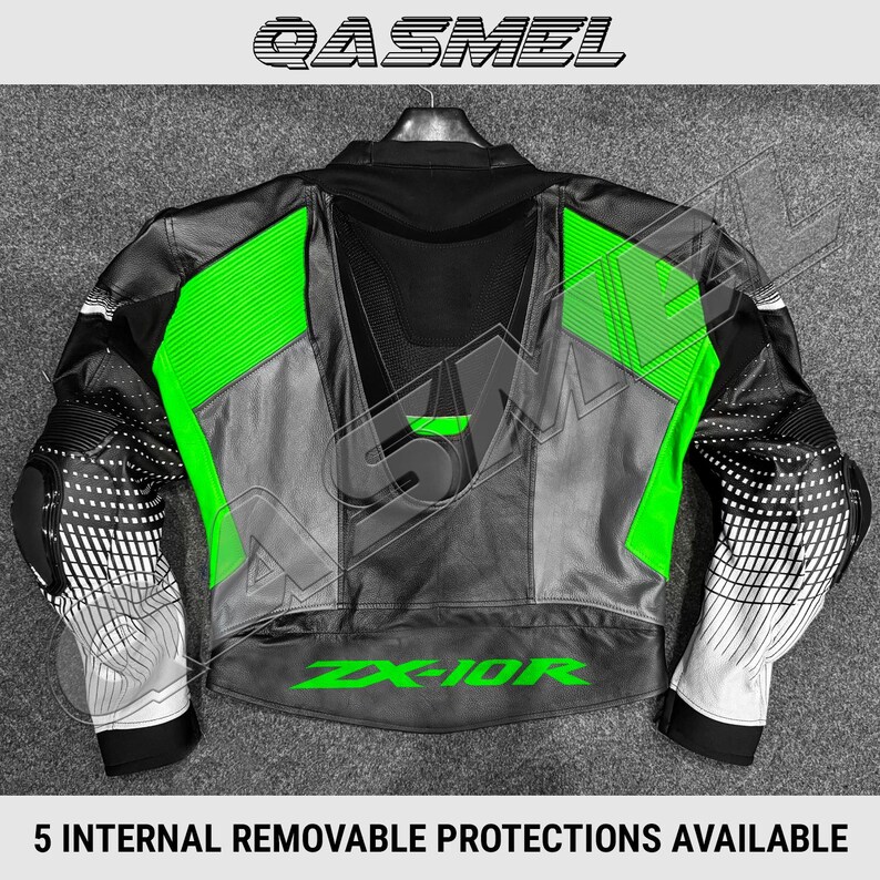 Kawasaki Ninja ZX-10R Motorbike, Motorcycle Fluorescent Green Cowhide ...