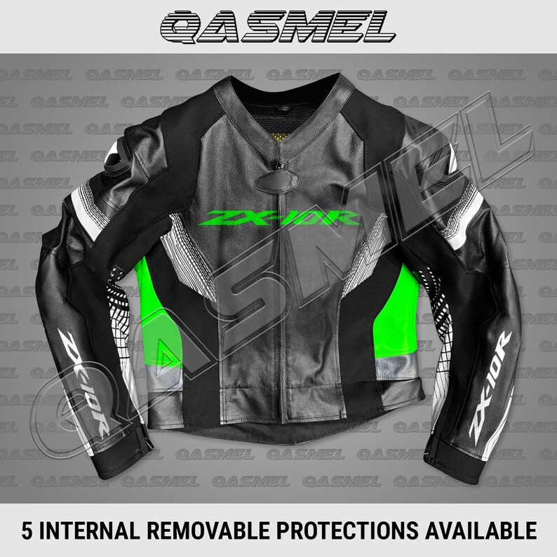Kawasaki Ninja ZX-10R Motorbike, Motorcycle Fluorescent Green Cowhide ...
