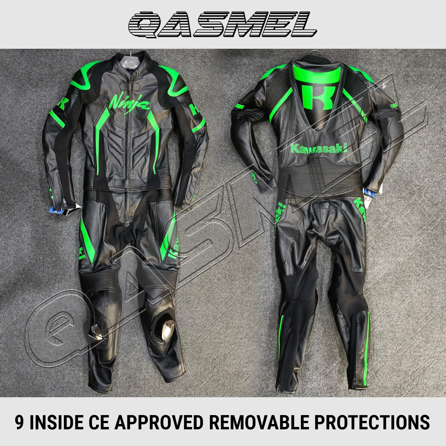 Kawasaki Ninja Motorbike, Motorcycle, Fluorescent Green Cowhide ...
