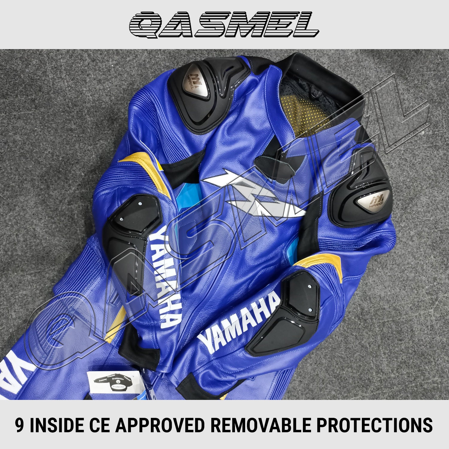 Yamaha R1 Motorbike, Motorcycle, Blue and Golden Cowhide & Kangaroo ...