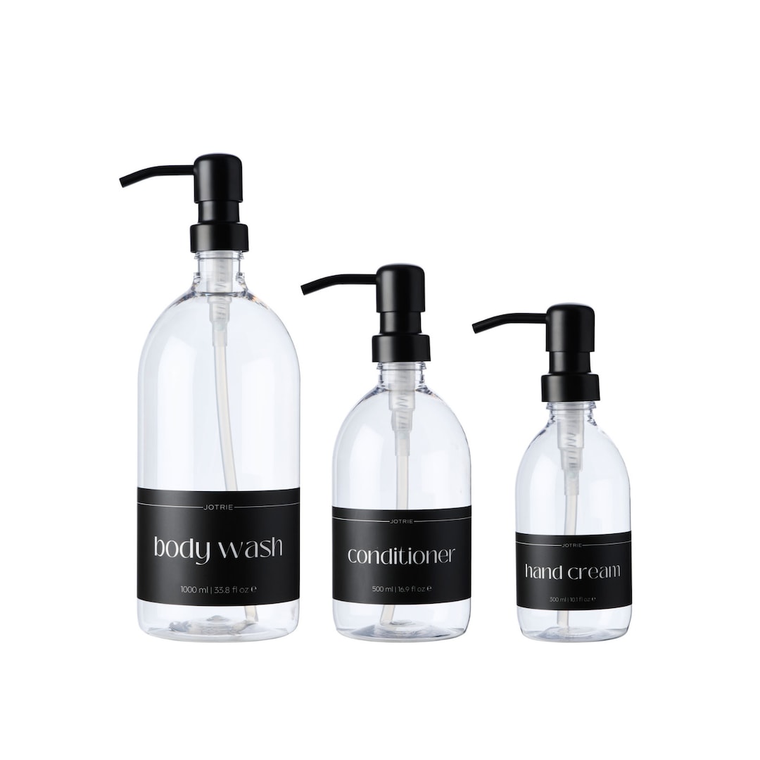 Clear Plastic Bottle Single Labelled Refillable Bottles Black Label ...
