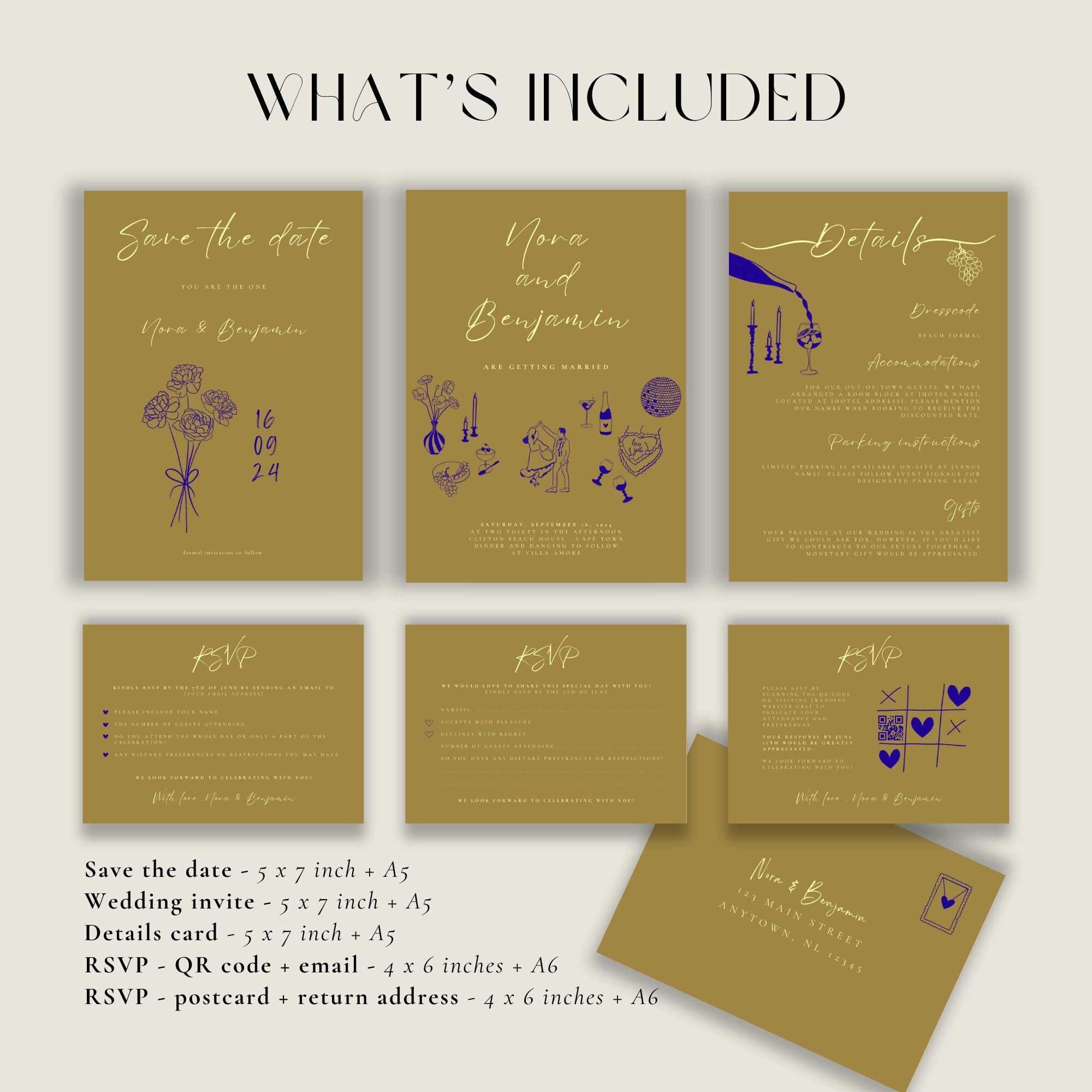 Cape Town Wedding Invitation Template Set DIY, South Africa Wedding ...