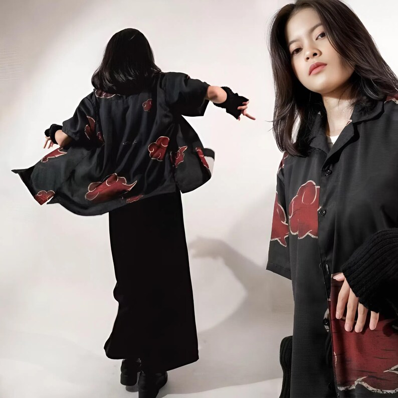 Red Cloud Anime Shirt: Unisex Japanese Streetwear Button-up - Etsy ...