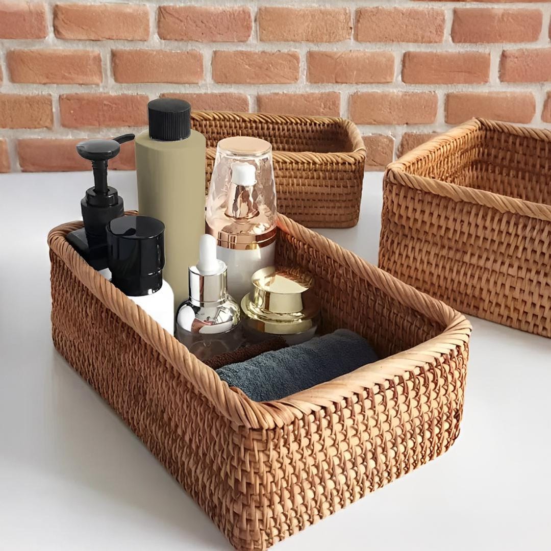 Handwoven Rectangular Rattan Wicker Basket - Eco-friendly Storage for ...