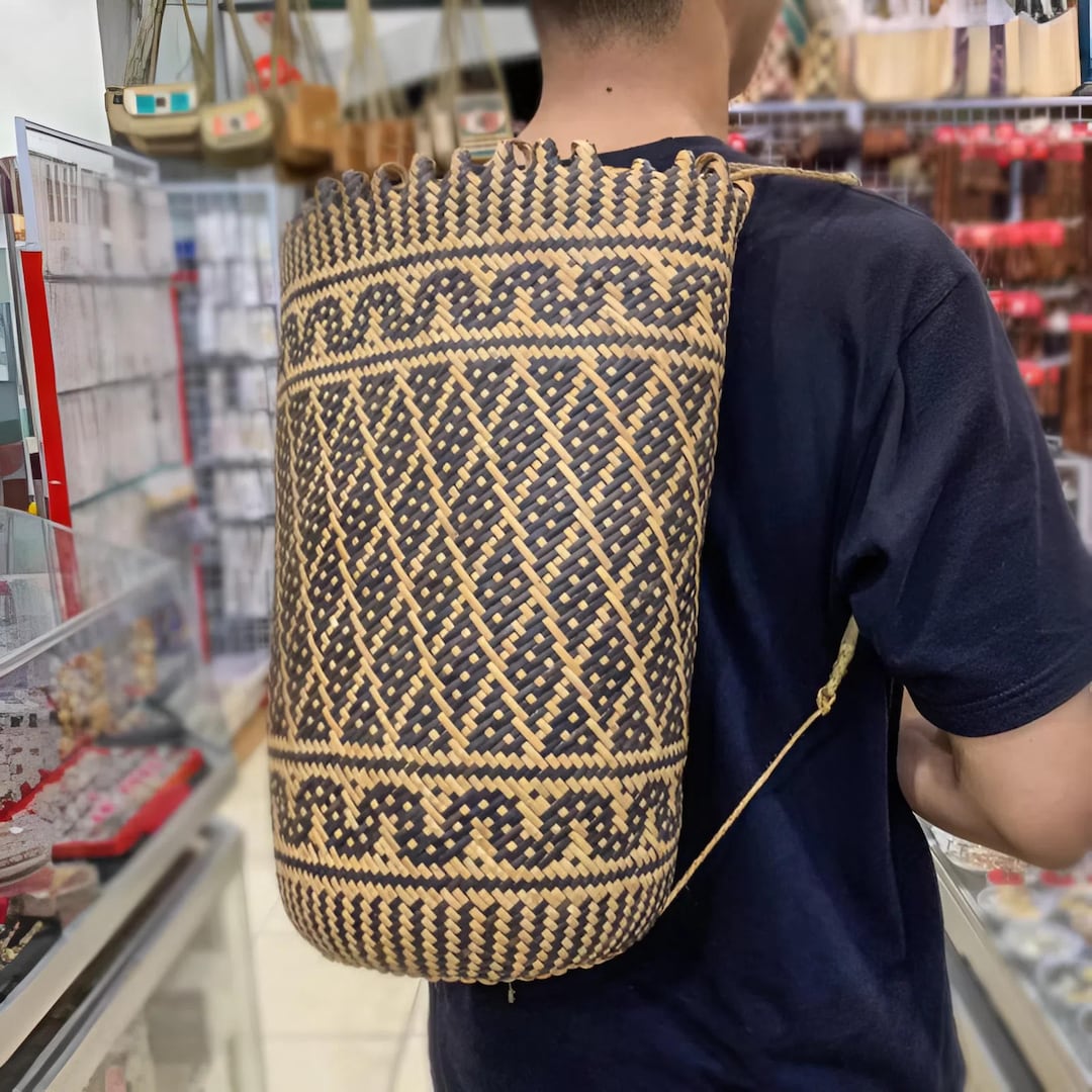 Handmade Rattan Backpack Basket | Boho Woven Tote Bag - Etsy