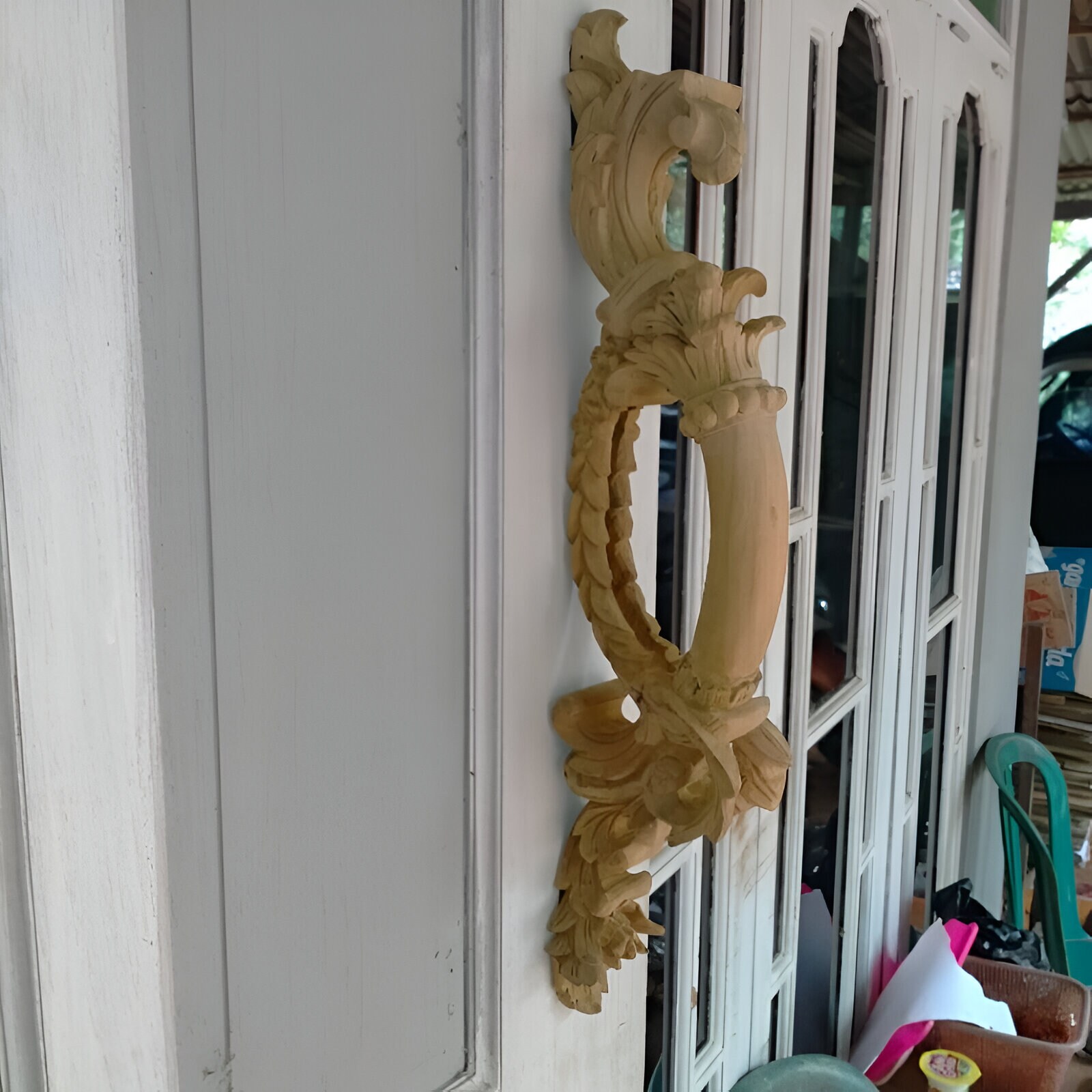 Elegant Hand-carved Teak Wood Door Handle – Classic Wooden Door Pulls ...