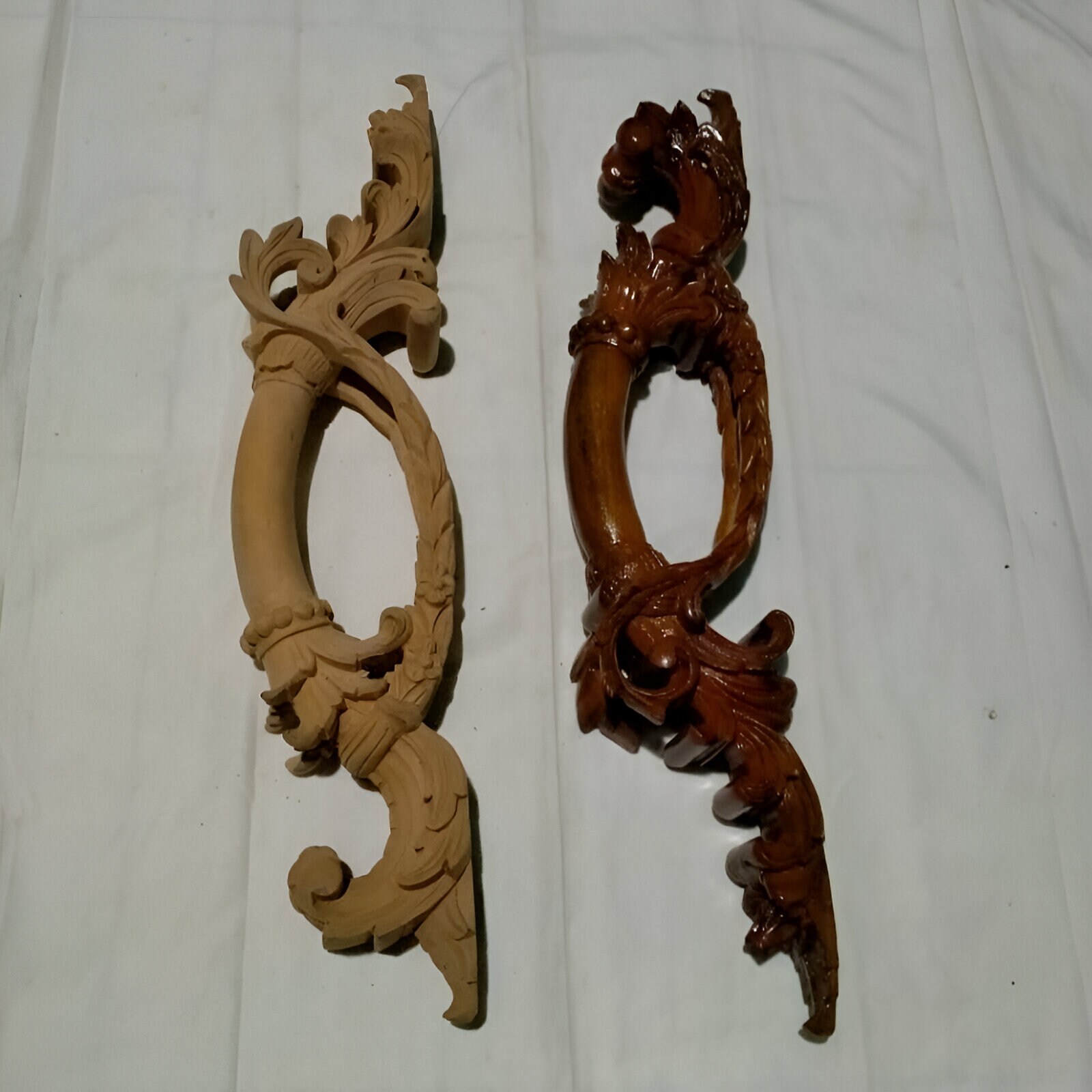 Elegant Hand-carved Teak Wood Door Handle Classic Wooden Door Pulls for ...