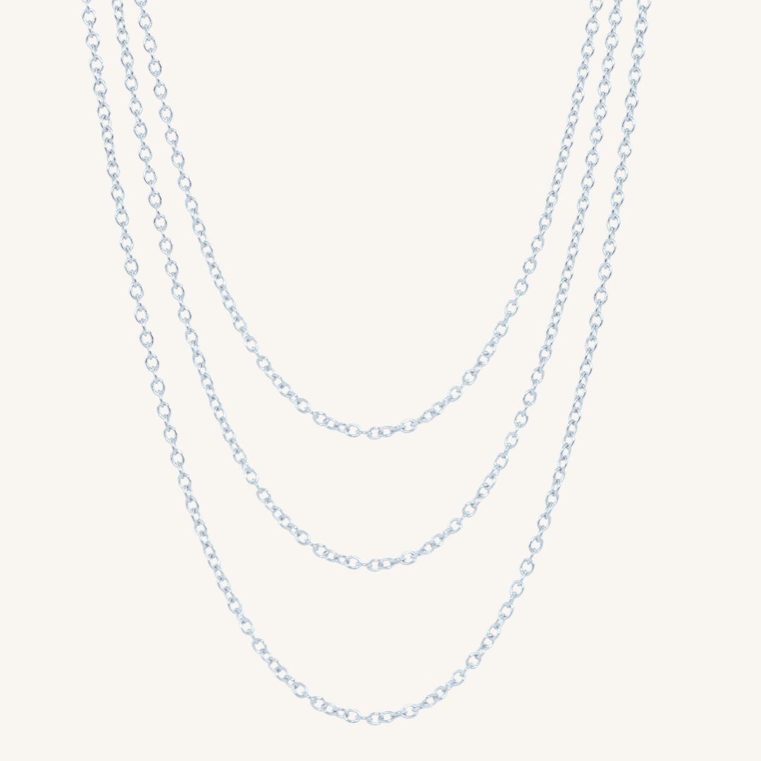 Solid Silver Cable Chain With Spring Lock 18 Inch Length .925 Pendant ...