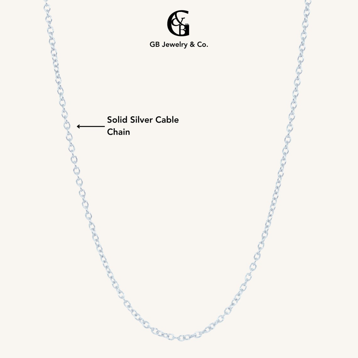 Solid Silver Cable Chain With Spring Lock 18 Inch Length .925 Pendant ...