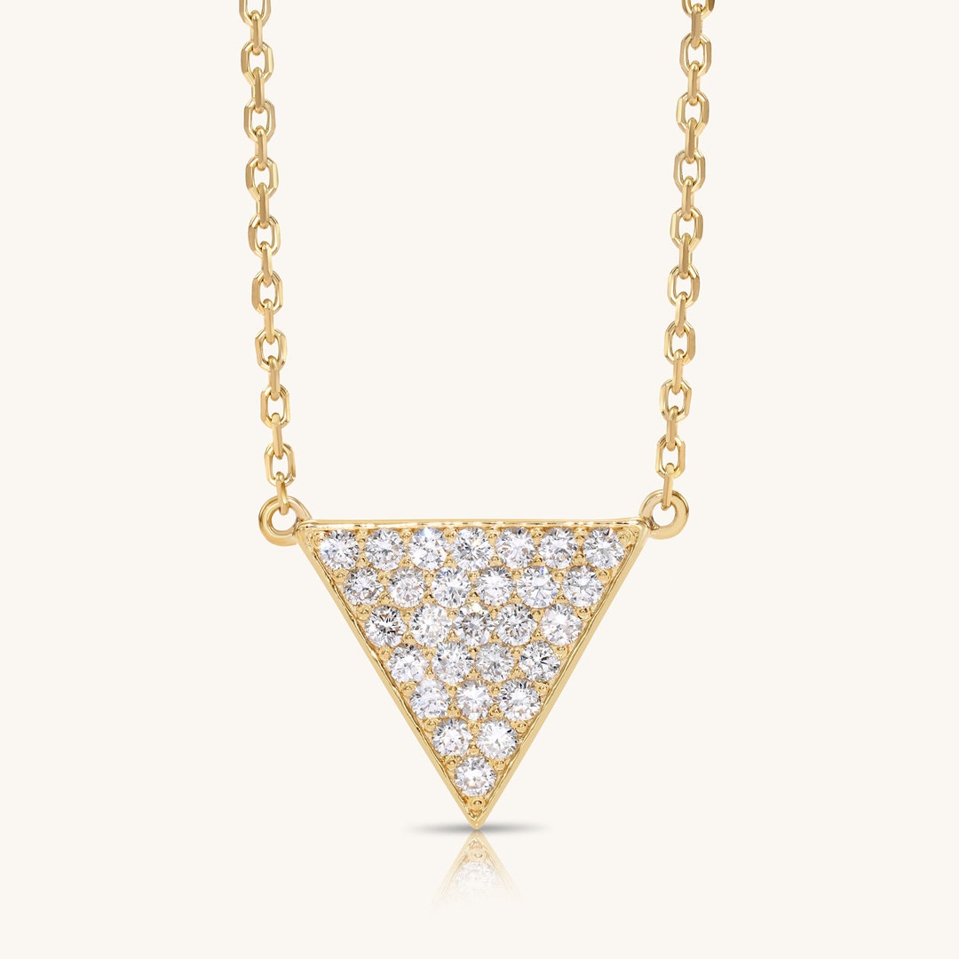 14k Gold Diamond Triangle Necklace: Geometric Pendant Jewelry - Etsy