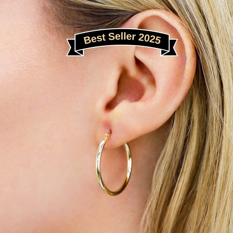 White Gold Latch Back Hoops - Etsy