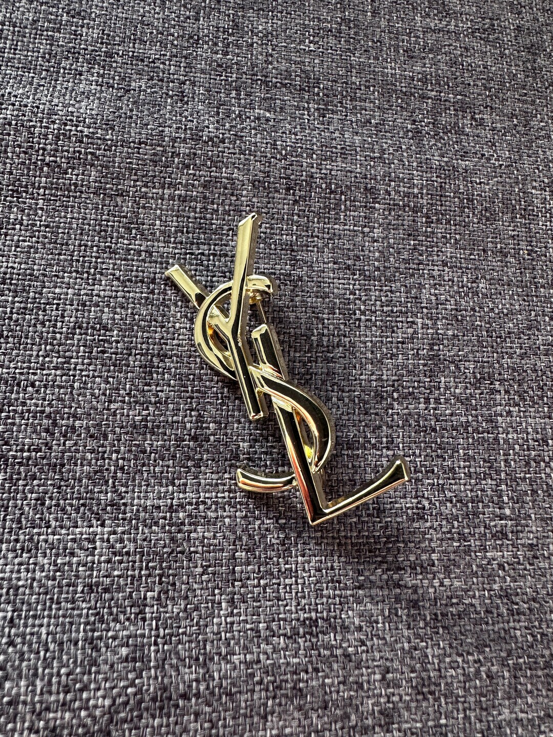 YSL Vintage VTG Yves Saint Laurent Golden Yellow Brooch 4cm Metal Steel ...