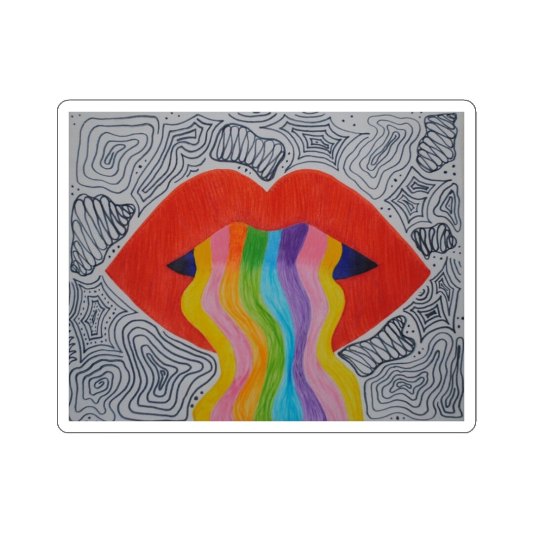 Rainbow Lips Sticker - Etsy
