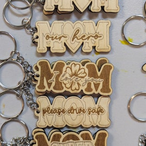 Handmade Engraved Wood Keychains for Mom, Dad, Grandma, Grandpa, - Etsy