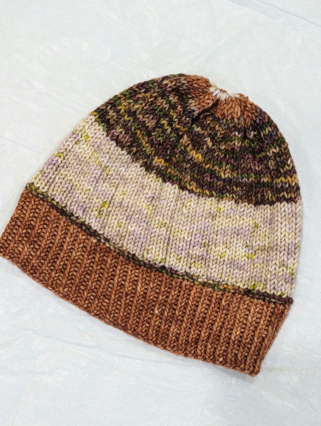 Autumn Colors Handknit Striped Hat Made With Hand-dyed Superwash Wool ...