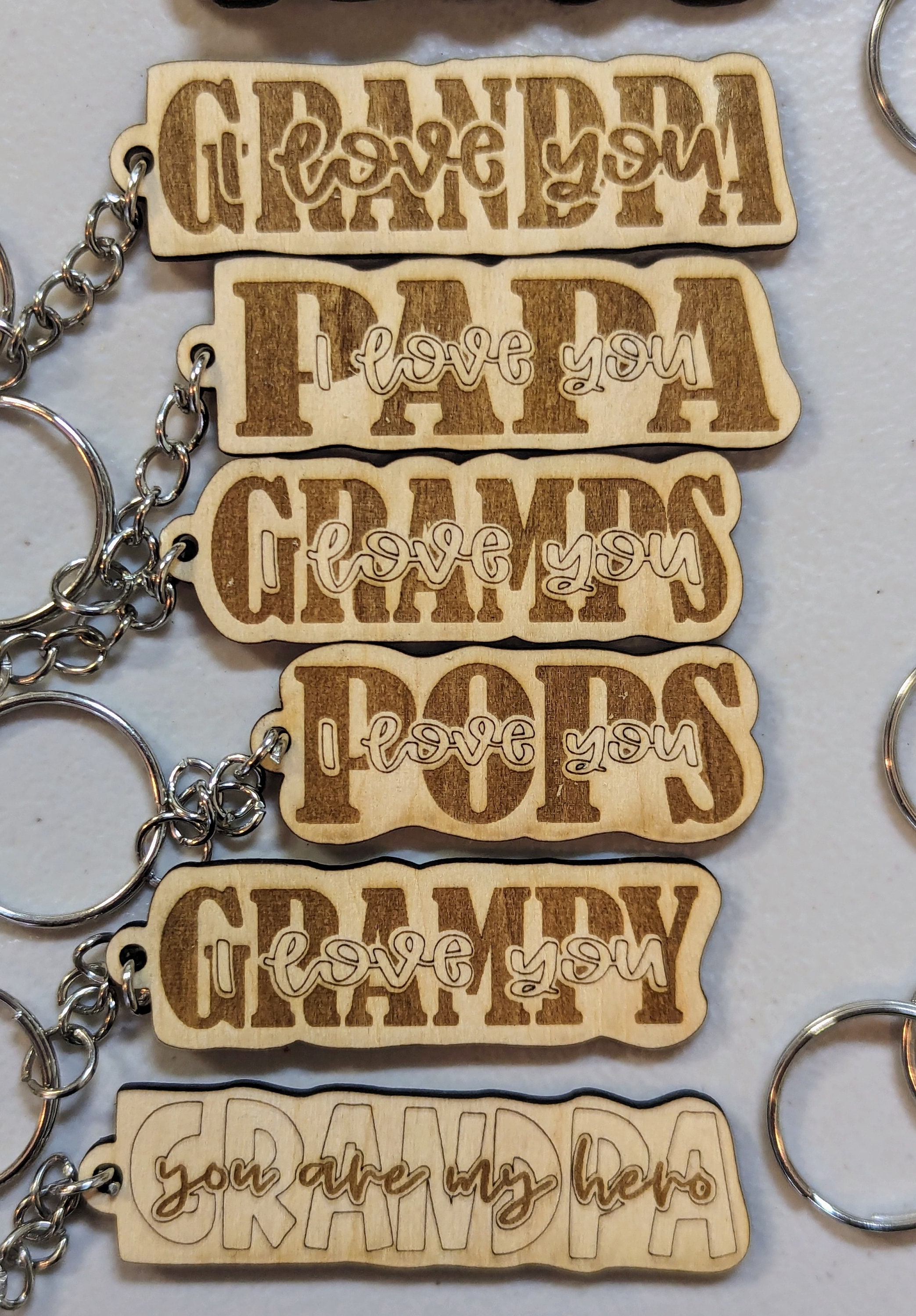 Handmade Engraved Wood Keychains for Mom, Dad, Grandma, Grandpa, - Etsy