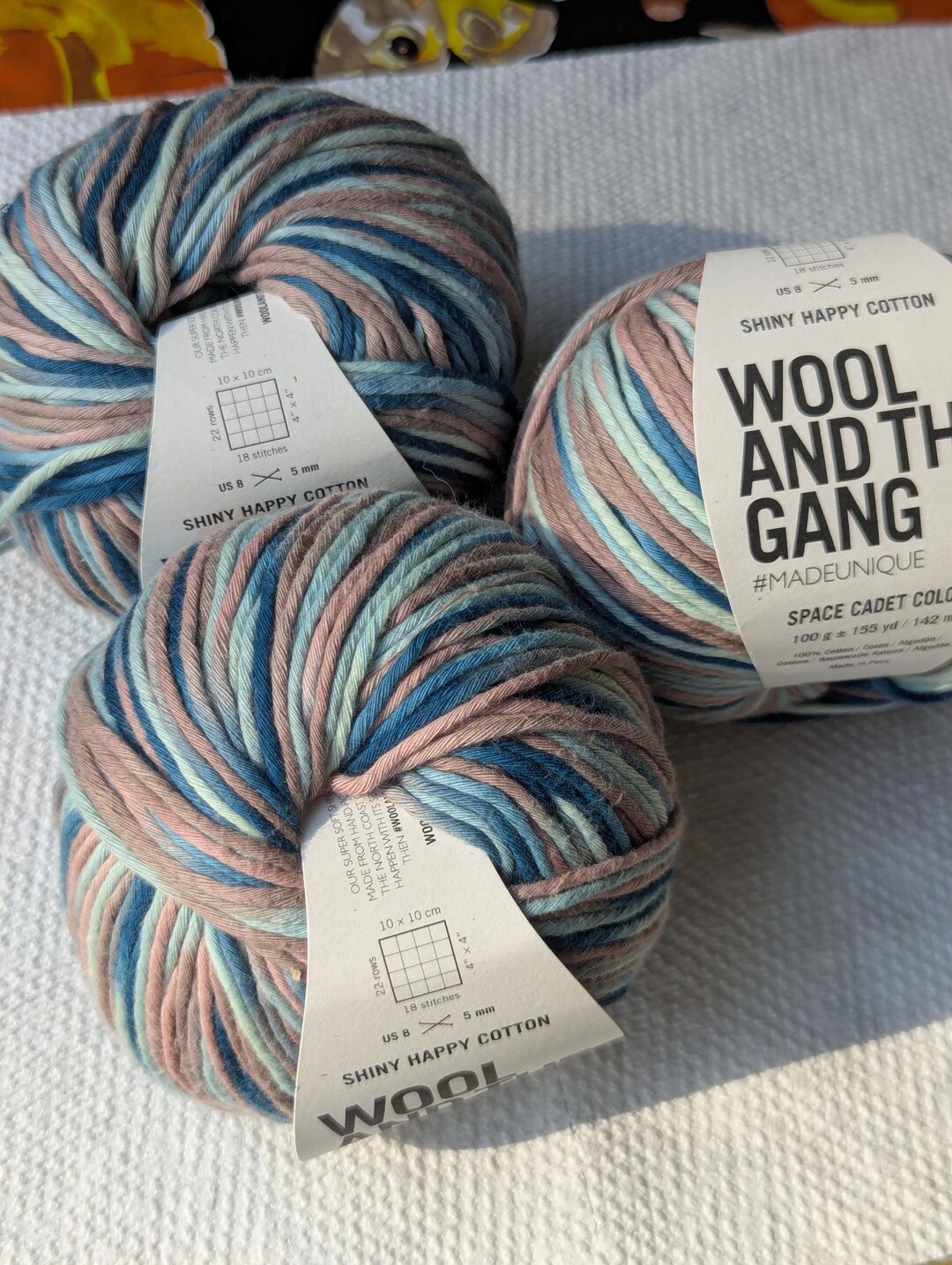 3 Skeins of Wool and the Gang Shiny Happy Cotton Yarn in Color "space ...