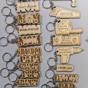 Handmade Engraved Wood Keychains for Mom, Dad, Grandma, Grandpa, - Etsy