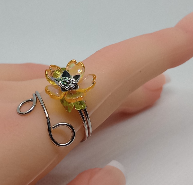 Spring Statement Ring, Hand Formed Stainless Steel Wire Base. Topped With Opaque Pastel Acrylic ...