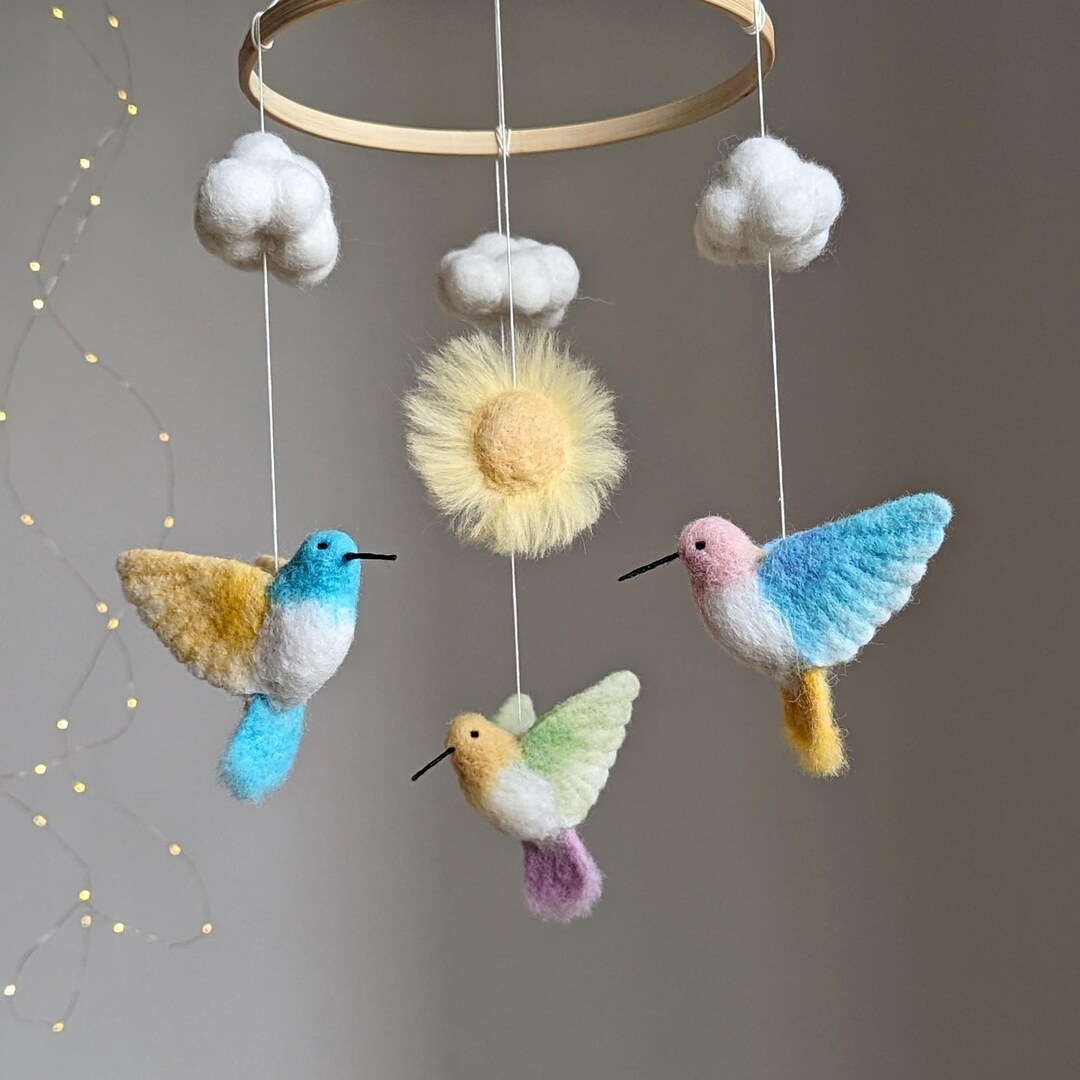 Rainbow Baby Mobile, Sun Baby Mobile, Hummingbirds Mobile, Bird Baby ...