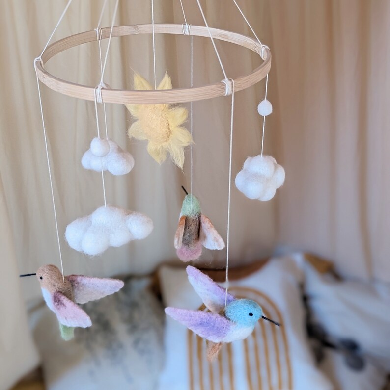 Rainbow Baby Mobile, Sun Baby Mobile, Hummingbirds Mobile, Bird Baby ...