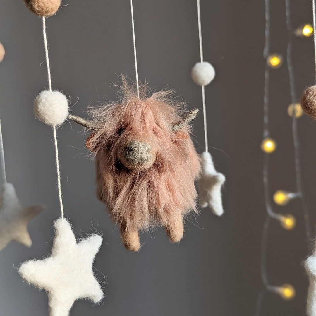 Cow Crib Mobile, Highland Cow Mobile, Western Baby Mobile, Moon Baby ...