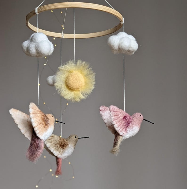 Hummingbirds Mobile, Bird Baby Mobile, Rainbow Baby Mobile, Sun Baby ...