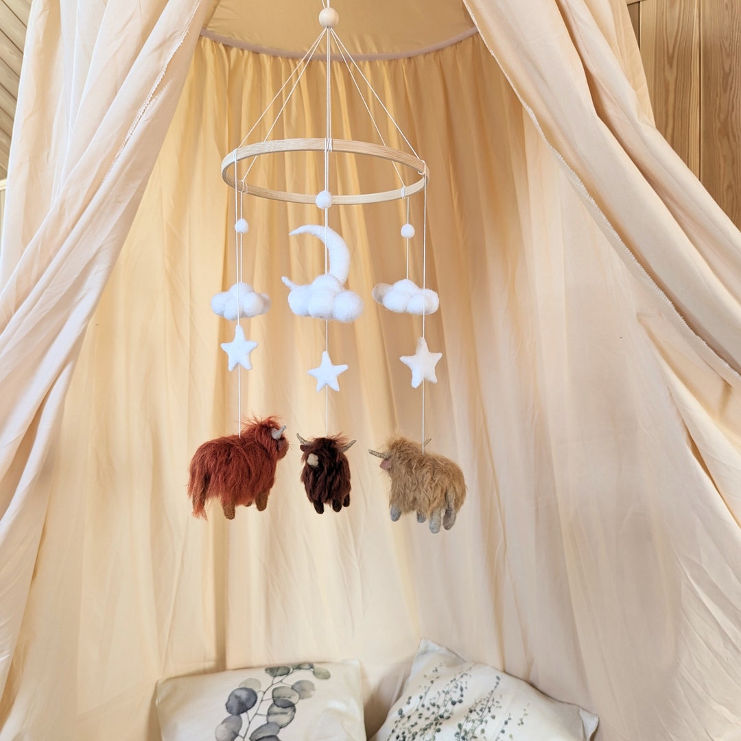 Highland Cows Mobile, Ranch Animals Mobile, Clouds Moon Mobile, Stars ...