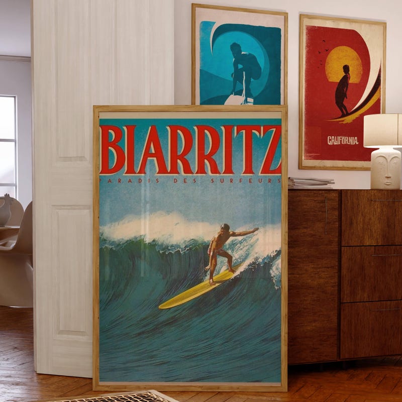 Biarritz Surfer Poster - Etsy