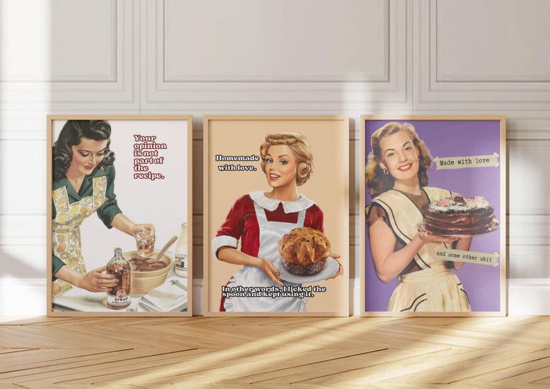 7 60s Retro Woman Kitchen Print, Funny Quote Poster, Retro Cooking ...