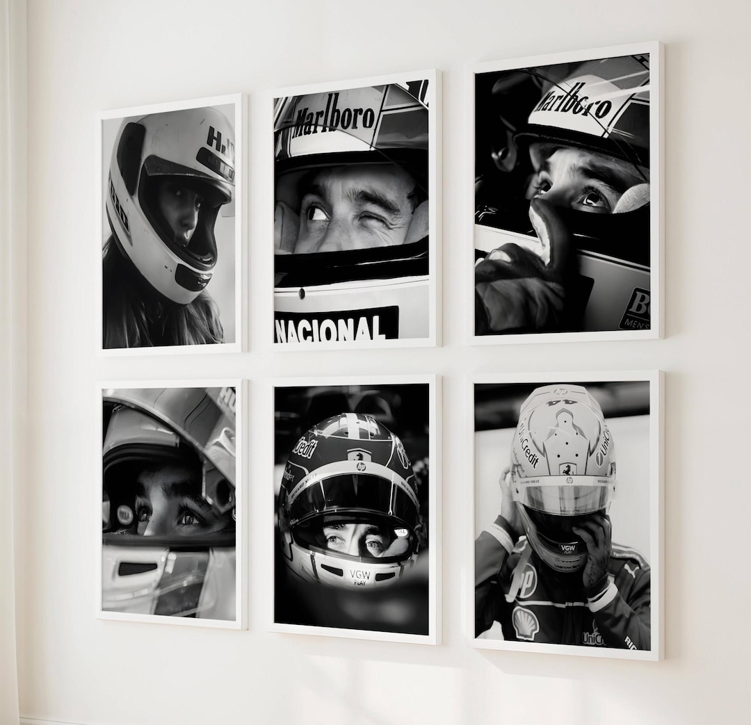 6 Vintage Formula 1 Posters, F1 Wall Art, Black White F1 Photography ...