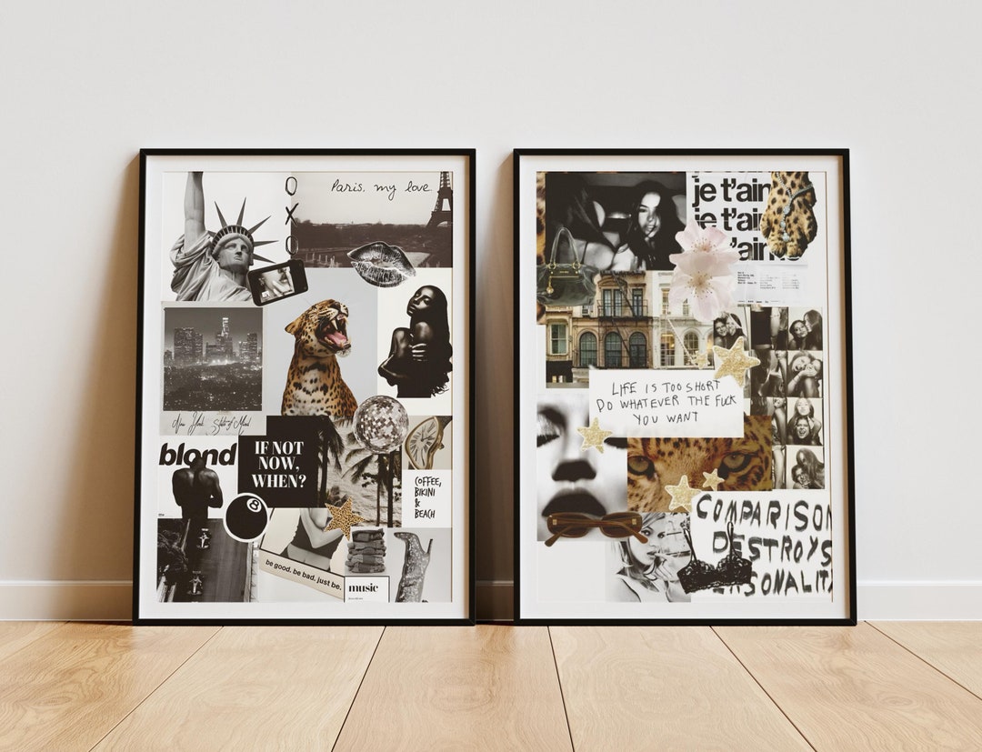 3 Fashion New York Collage Poster, Leopard Cheetah Print, Panther Print ...