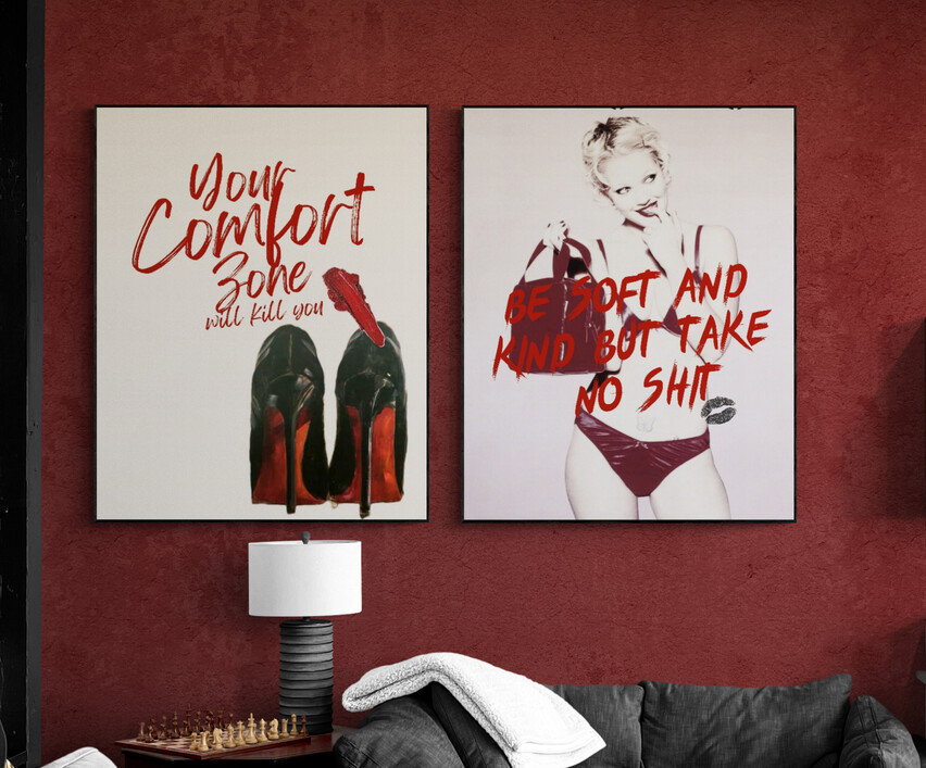 Set 2 Red Fashion Poster, Vogue Poster, Soft Girl Print, Comfort Zone ...