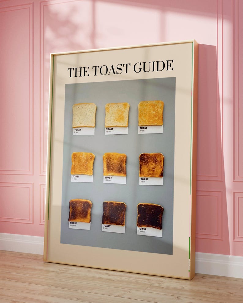 Toast Guide Kitchen Print, Funny Kitchen Wall Art, Food Poster ...