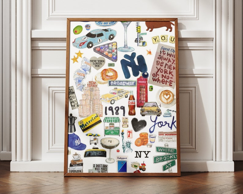 New York Poster, New York Collage Print, Moodboard, Visual Board ...